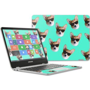 mightyskins skin compatible with samsung chromebook plus 12.3"(2017 - cool corgi | protective, durable, and unique vinyl decal wrap cover | easy to apply, remove, and change styles | made in the usa