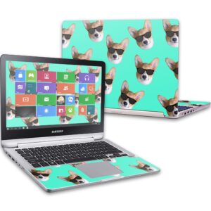 mightyskins skin compatible with samsung notebook 7 spin 13.3" (2016) – cool corgi | protective, durable, and unique vinyl wrap cover | easy to apply, remove, and change styles | made in the usa