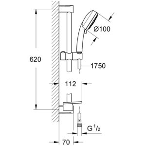 Grohe 27577002 Tempesta Cosmopolitan 100 4 Spray Shower Rail Set, Starlight Chrome, 24 Inch