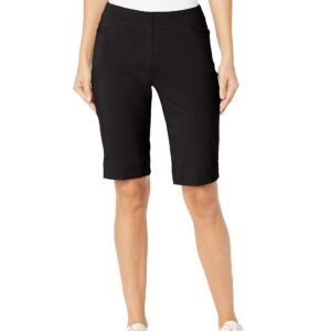 SLIM-SATION Women's Golf Wide Band Pull On Short with Real Pockets(Black,10)