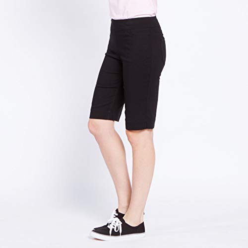 SLIM-SATION Women's Golf Wide Band Pull On Short with Real Pockets(Black,10)