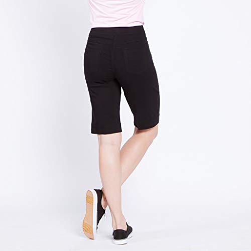 SLIM-SATION Women's Golf Wide Band Pull On Short with Real Pockets(Black,10)