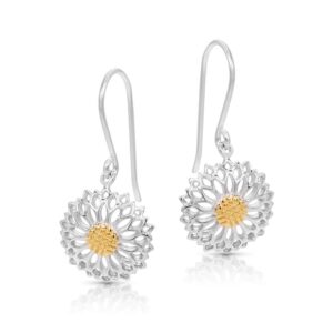 bling bijoux golden pollen sunflower earring set, never rust 925 sterling silver natural and hypoallergenic hooks for women, girls,kids, mother's day gift for mom with free breathtaking box