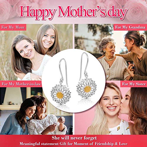 BLING BIJOUX Golden Pollen Sunflower Earring Set, Never Rust 925 Sterling Silver Natural and Hypoallergenic Hooks For Women, Girls,Kids, Mother's Day Gift for Mom with Free Breathtaking Box