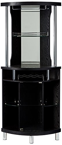 Home Source Corner Bar Unit, Black