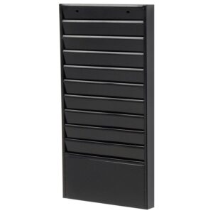 global industrial steel medical chart hanging wall file holder, 10 pockets, black