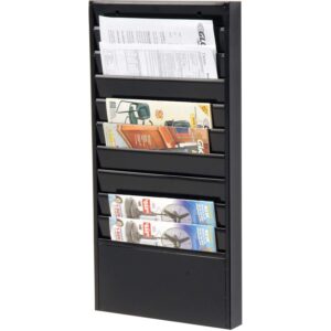 Global Industrial Steel Medical Chart Hanging Wall File Holder, 10 Pockets, Black