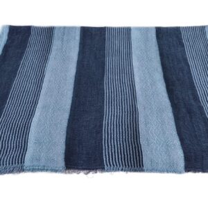 GERINLY Cotton-Linen Scarves Mens Stripe Crinkle Long Scarf European Neck Wrap Bufanda de Hombres Fashion (Blue)