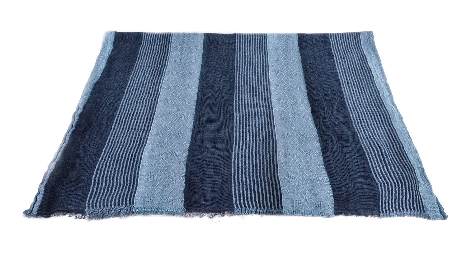 GERINLY Cotton-Linen Scarves Mens Stripe Crinkle Long Scarf European Neck Wrap Bufanda de Hombres Fashion (Blue)