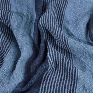 GERINLY Cotton-Linen Scarves Mens Stripe Crinkle Long Scarf European Neck Wrap Bufanda de Hombres Fashion (Blue)