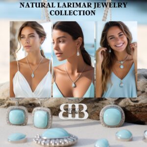 Beaux Bijoux Sterling Silver Blue Larimar Necklace for Women - Natural Larimar Jewelry - Blue Larimar Stones - 18 inch Pear Teardrop Pendant Necklace - Larimar Blue Necklaces for Women