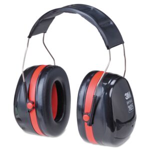 3m h10a peltor optime 105 high performance ear muffs, black/red, one pair