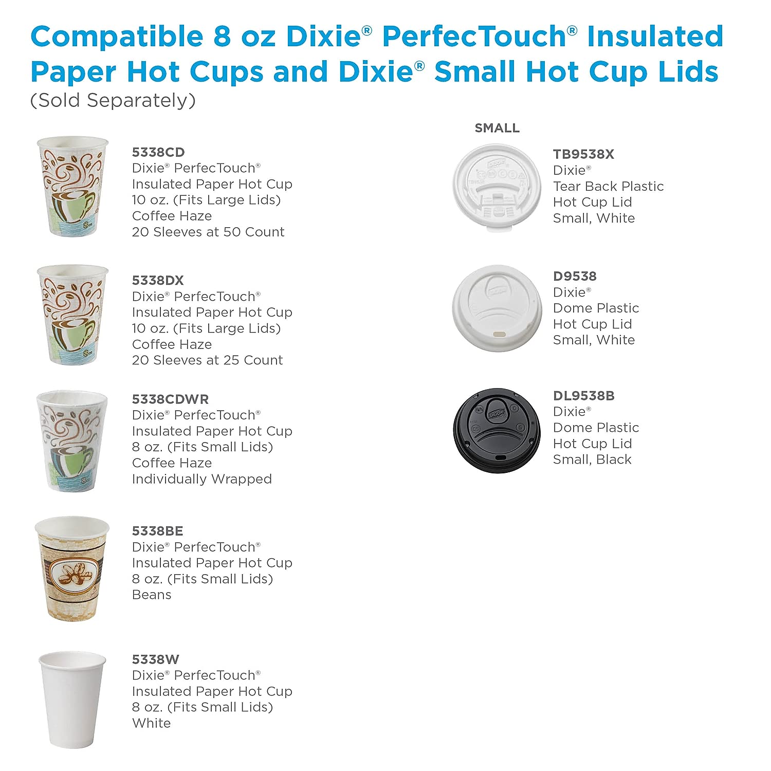 Dixie PerfecTouch Insulated Paper Hot Coffee Cups by GP Pro, 8 oz,50/pack