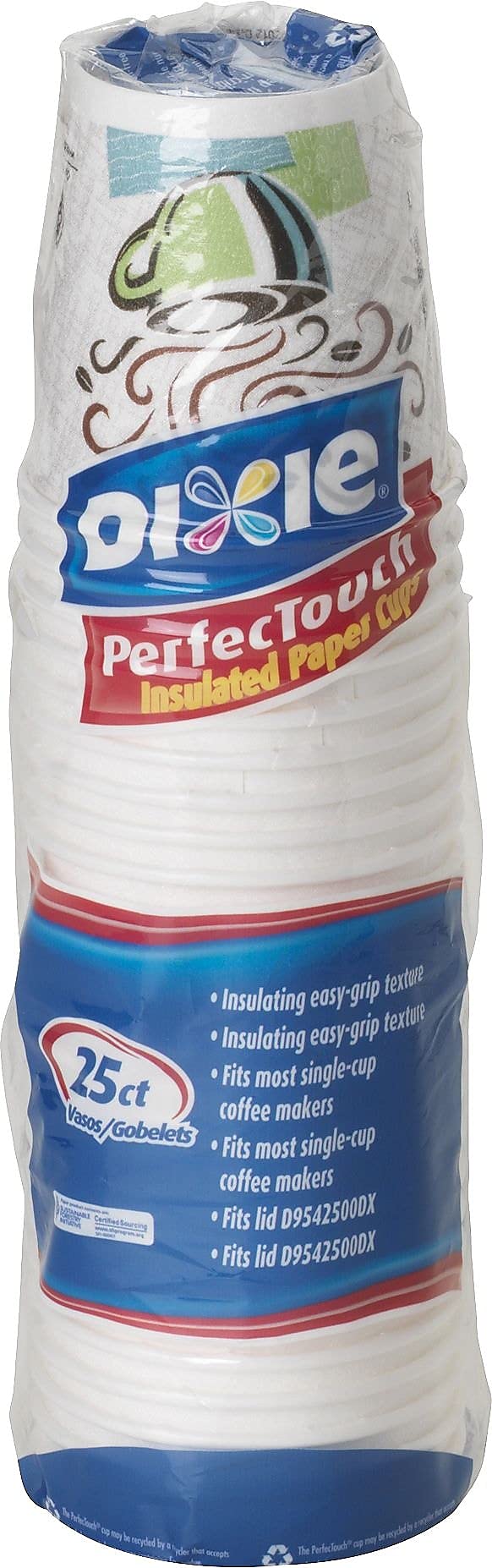 Dixie PerfecTouch Insulated Paper Hot Coffee Cups by GP Pro, 8 oz,50/pack