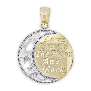 charm america - gold love you to the moon and back charm - 10 karat solid gold