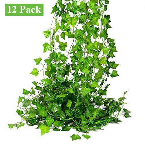 Artiflr 84Feet 12 Strands Artificial Flowers Greenery Fake Hanging Vine Plants Leaf Garland Hanging for Wedding Party Garden Outdoor Office Wall Decoration