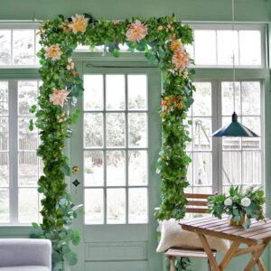 Artiflr 84Feet 12 Strands Artificial Flowers Greenery Fake Hanging Vine Plants Leaf Garland Hanging for Wedding Party Garden Outdoor Office Wall Decoration