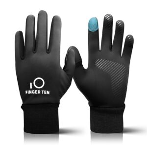 finger ten winter gloves touchscreen for kids boys girls running thermal gloves for cold weather, youth lightweight warm touch screen gloves for hiking skating football (black, small)