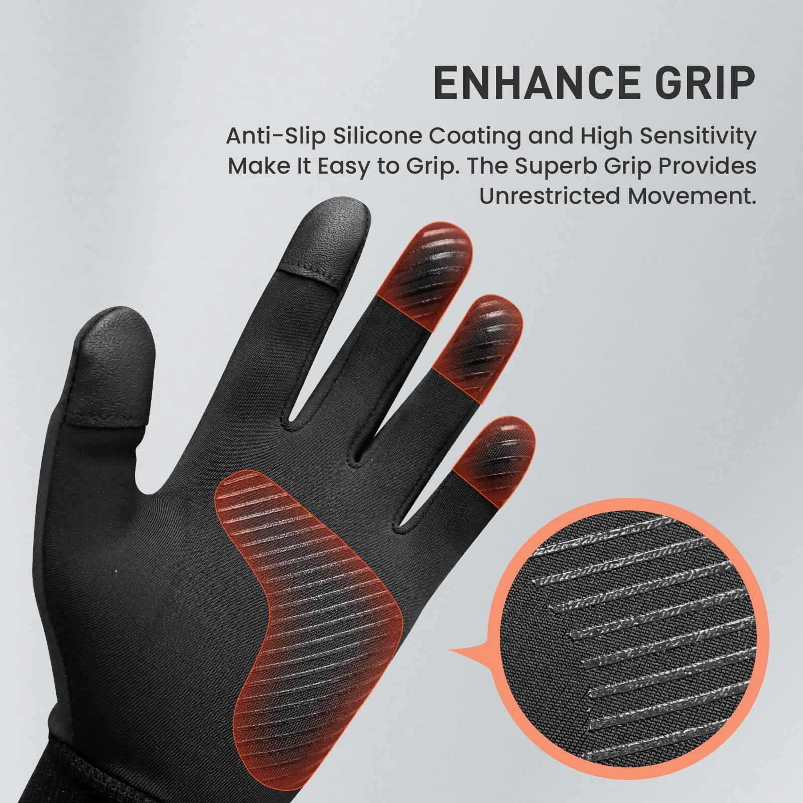 FINGER TEN Winter Gloves Touchscreen for Kids Boys Girls Running Thermal Gloves for Cold Weather, Youth Lightweight Warm Touch Screen Gloves for Hiking Skating Football (Black, Small)