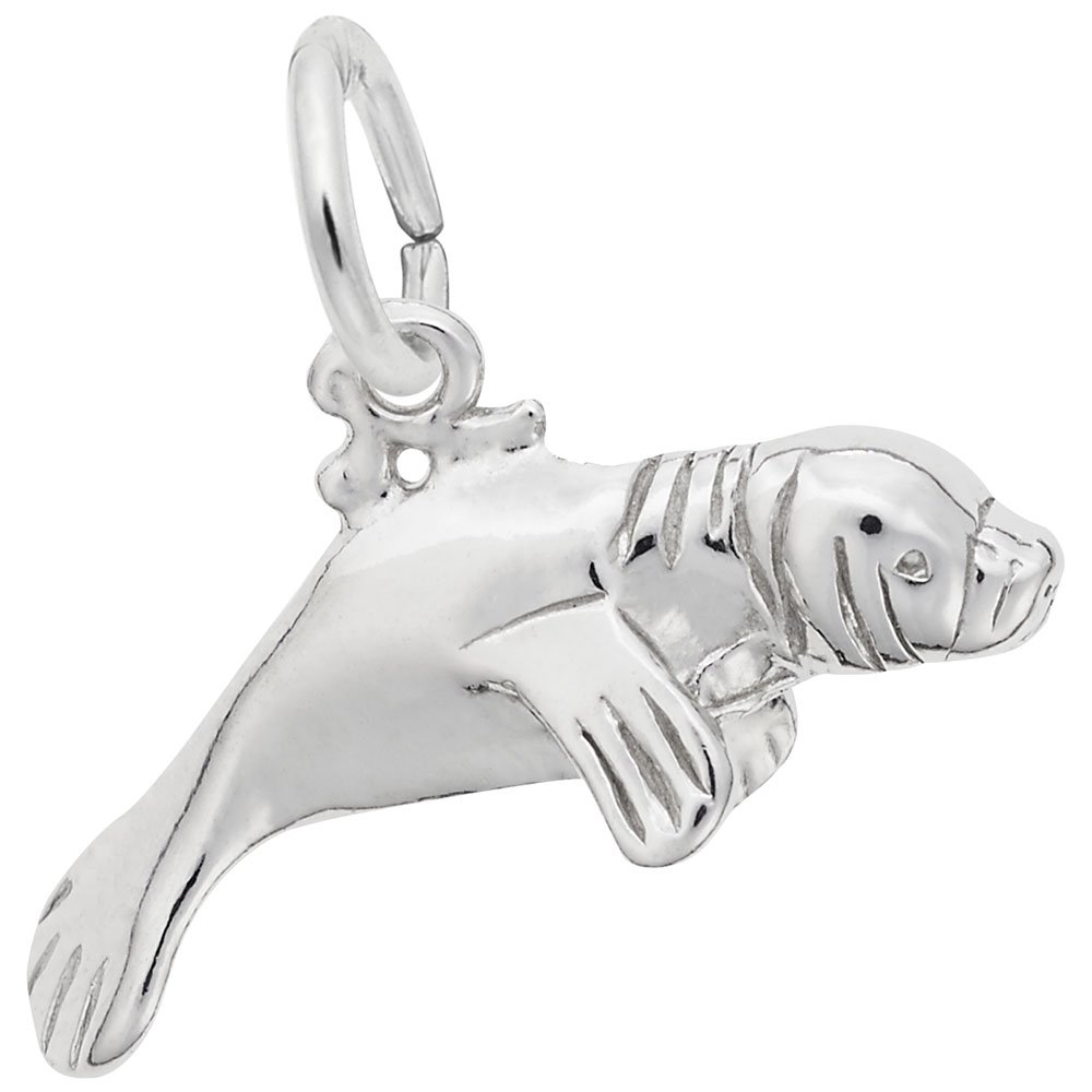 Manatee Charm In Sterling Silver, Charms for Bracelets and Necklaces