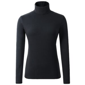 hieasyfit women's cotton basic thermal turtleneck pullover top black m