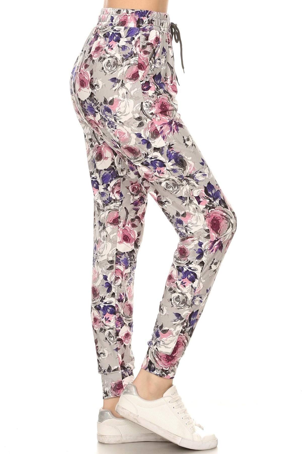 Leggings Depot Women's Relaxed fit Jogger Pants - Track Cuff Sweatpants with Pockets-R662, X-Large, Cherish Rose