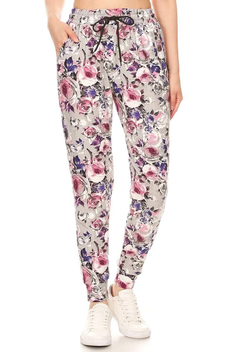 Leggings Depot Women's Relaxed fit Jogger Pants - Track Cuff Sweatpants with Pockets-R662, X-Large, Cherish Rose