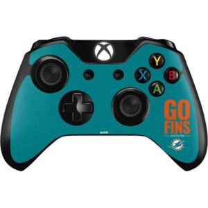 skinit decal gaming skin compatible with xbox one controller - officially licensed nfl miami dolphins team motto design