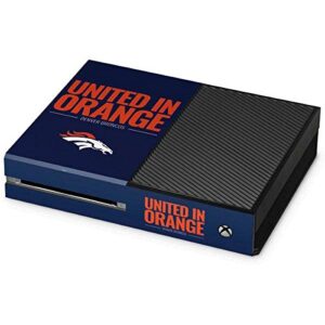 skinit decal gaming skin compatible with xbox one console - officially licensed nfl denver broncos team motto design