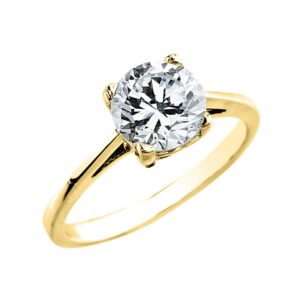 10k yellow gold elegant 2.50 carat cubic zirconia solitaire engagement ring(size 8.25)