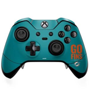 skinit decal gaming skin compatible with xbox one elite controller - officially licensed nfl miami dolphins team motto design