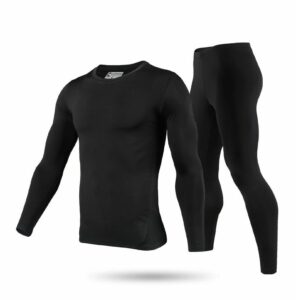 9m men's ultra soft thermal underwear base layer long johns set with fleece lined, black, large