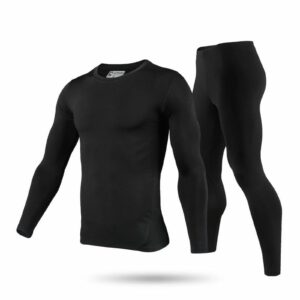 9M Men's Ultra Soft Thermal Underwear Base Layer Long Johns Set with Fleece Lined, Black, Large