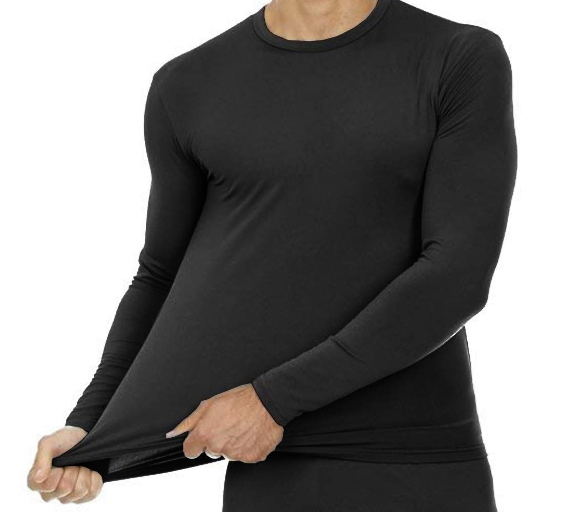 9M Men's Ultra Soft Thermal Underwear Base Layer Long Johns Set with Fleece Lined, Black, Large