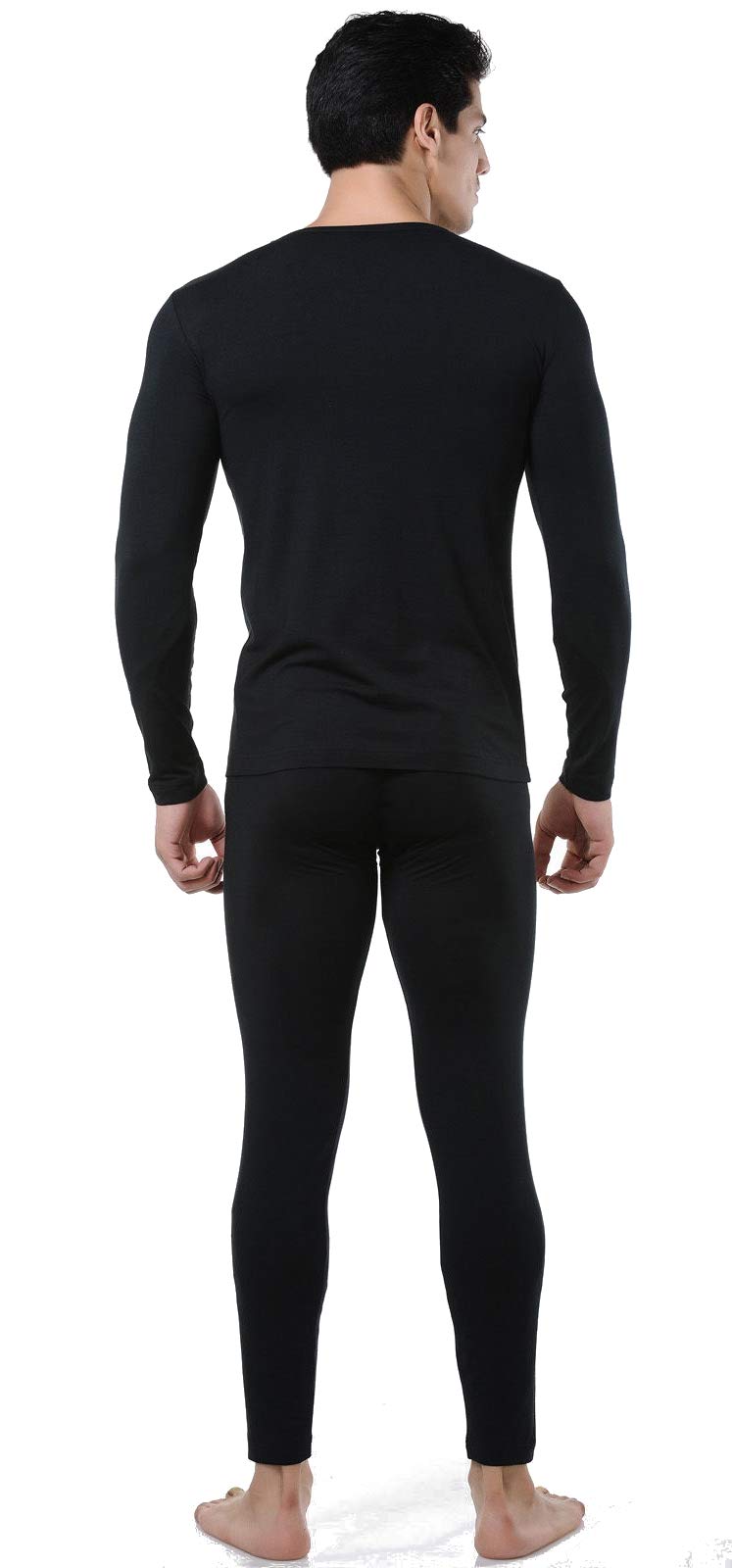 9M Men's Ultra Soft Thermal Underwear Base Layer Long Johns Set with Fleece Lined, Black, Large