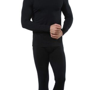 9M Men's Ultra Soft Thermal Underwear Base Layer Long Johns Set with Fleece Lined, Black, Large