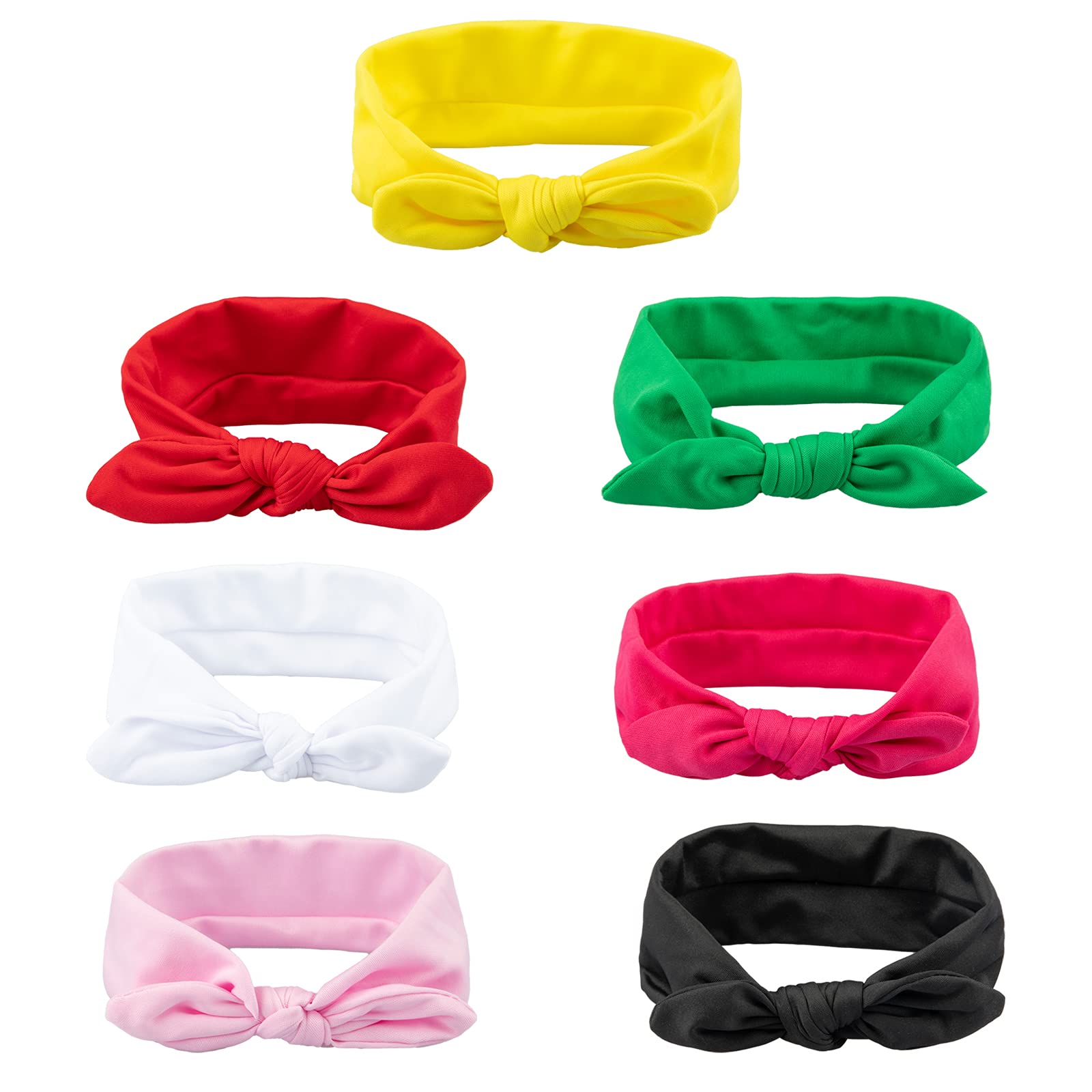 ORYOUGO Headbands Fashion Elastic Head Wrap Stretchy Moisture Solid Color Criss Hairband for Girls,Turban Knotted Rabbit Hair Band Headband,Yellow