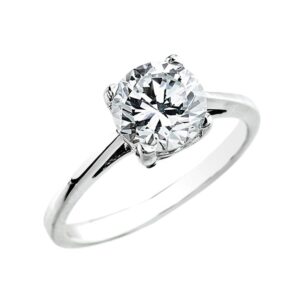 14k white gold elegant 2.50 carat cubic zirconia solitaire engagement ring(size 6.5)