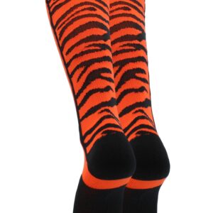 Crazy Socks with Safari Tiger Stripes Over the Calf Socks (Orange/Black, Small)