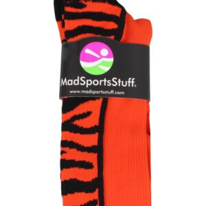 Crazy Socks with Safari Tiger Stripes Over the Calf Socks (Orange/Black, Small)