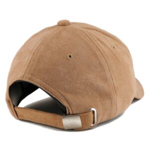 Trendy Apparel Shop Plain Faux Suede Leather Adjustable Structured Baseball Cap - KHAKI