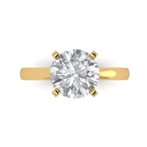 3 ct brilliant round cut clear simulated diamond 14k yellow gold solitaire engagement bridal anniversary ring size 5.5