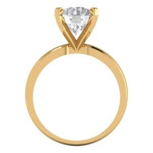 3 Ct Brilliant Round Cut Clear Simulated Diamond 14K Yellow Gold Solitaire Engagement Bridal Anniversary Ring Size 5.5