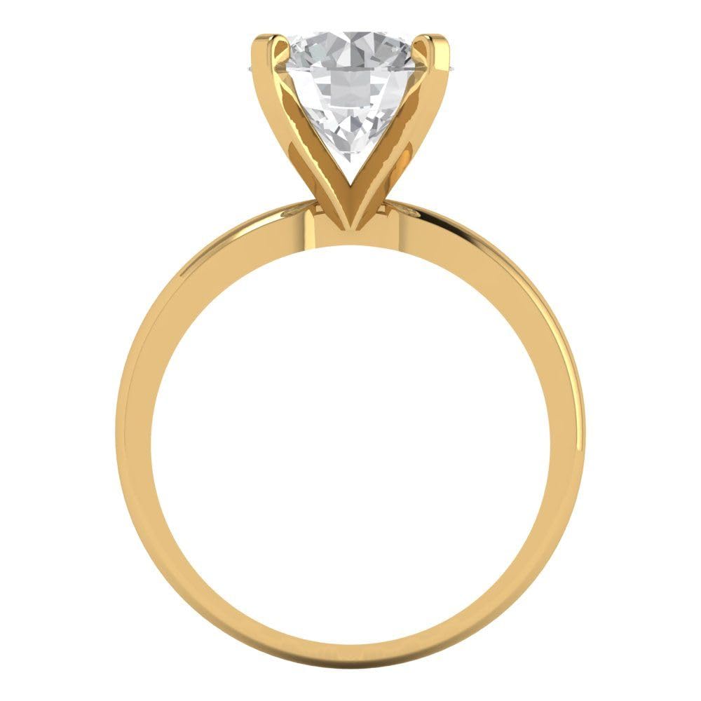 3 Ct Brilliant Round Cut Clear Simulated Diamond 14K Yellow Gold Solitaire Engagement Bridal Anniversary Ring Size 5.5