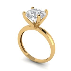 3 Ct Brilliant Round Cut Clear Simulated Diamond 14K Yellow Gold Solitaire Engagement Bridal Anniversary Ring Size 5.5