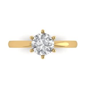 clara pucci 1 ct brilliant round cut clear simulated diamond 14k yellow gold solitaire engagement bridal anniversary ring size 3.5