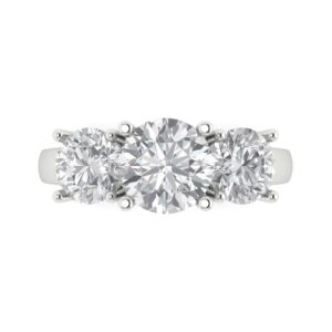 clara pucci 3.25 ct brilliant round cut clear simulated diamond 14k white gold three stone engagement bridal anniversary ring size 6.75