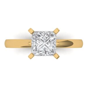 1.5 ct brilliant princess cut clear simulated diamond 14k yellow gold solitaire engagement bridal anniversary ring size 5.25