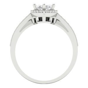 2.48 Carat Marquise Cut Clear VVS1 Ideal Zircon 14k White Gold Halo W/Accents Wedding Anniversary Ring Band Set Size 5.25