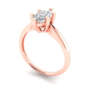 1 Ct Brilliant Marquise Cut Clear Simulated Diamond 14K Rose Gold Solitaire Engagement Promise Bridal Anniversary Ring Size 7